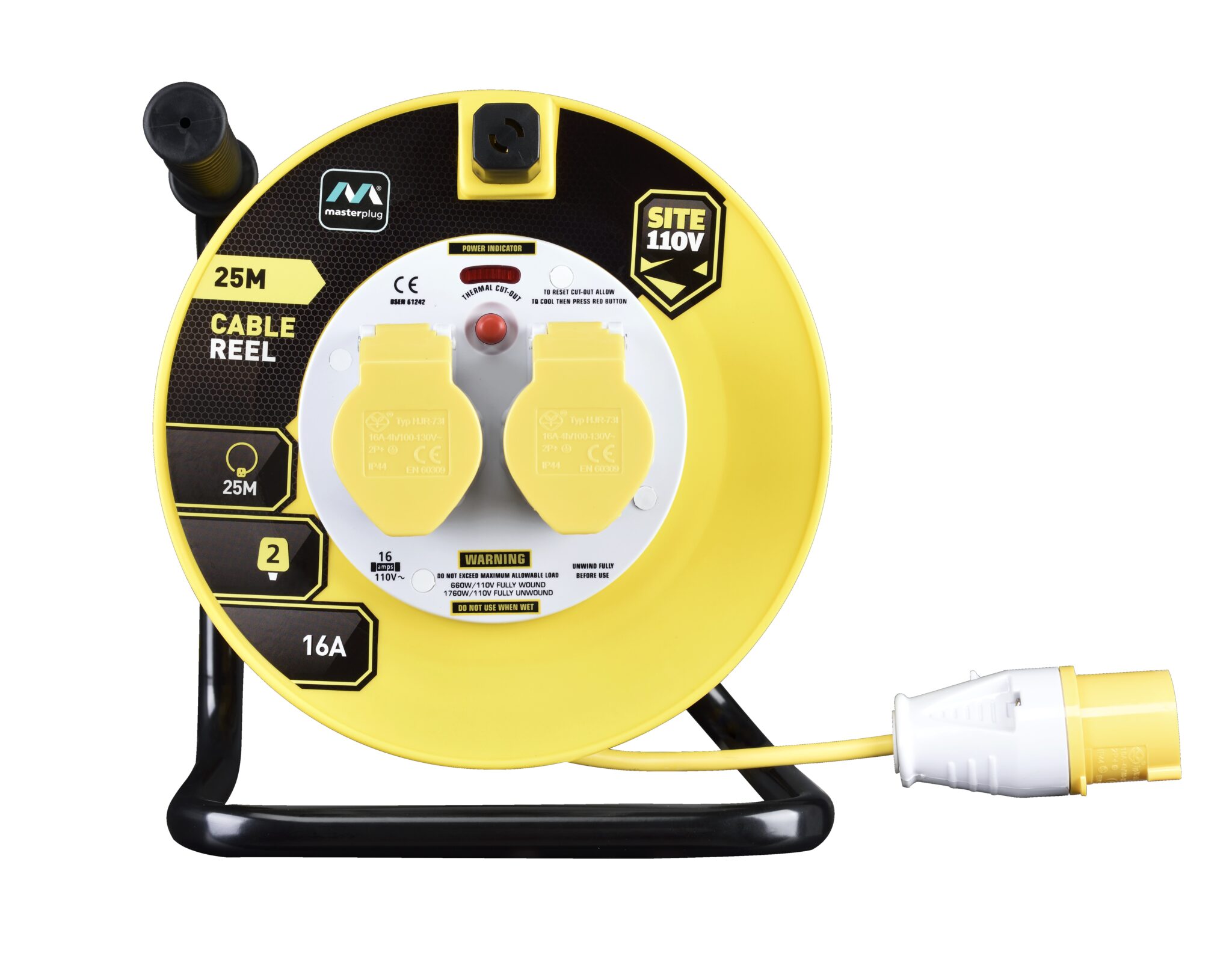 Masterplug LVCT2516/2-MP 110V 2 Gang 16A 25MT Cable Reel – SED ...